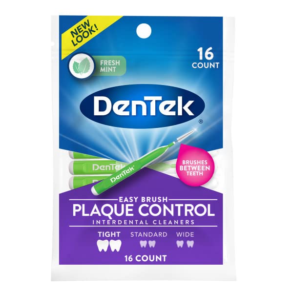 DenTek Easy Brush Plaque Control Interdental Cleaners, Tight, 16 Count (Pack of 2)