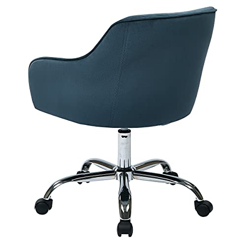 OSP Home Furnishings Bristol Adjustable Extra Plush Swivel Home Office Task Chair with Polished Chrome Base, Atlantic Blue Velvet