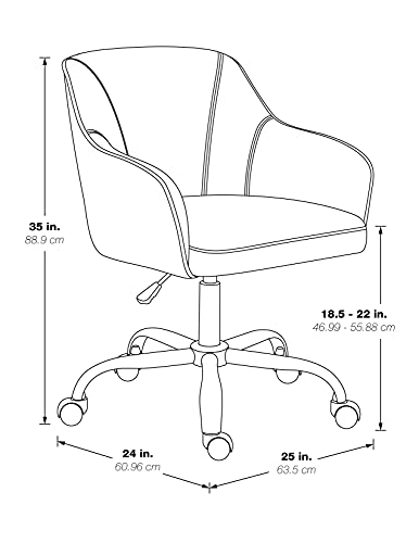 OSP Home Furnishings Bristol Adjustable Extra Plush Swivel Home Office Task Chair with Polished Chrome Base, Atlantic Blue Velvet