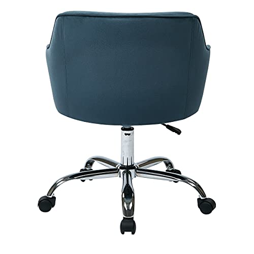 OSP Home Furnishings Bristol Adjustable Extra Plush Swivel Home Office Task Chair with Polished Chrome Base, Atlantic Blue Velvet