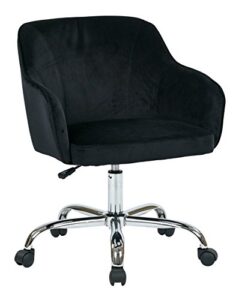 osp home furnishings bristol chrome base upholstered task chair, black velvet