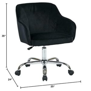 OSP Home Furnishings Bristol Chrome Base Upholstered Task Chair, Black Velvet