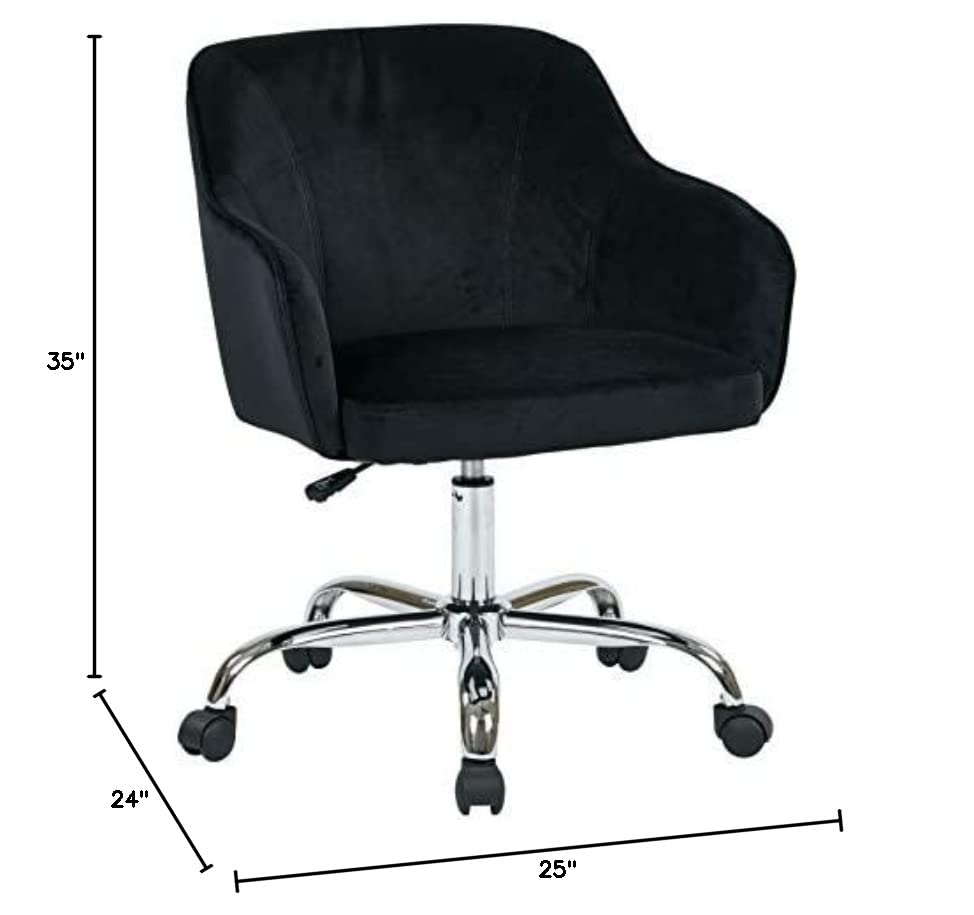 OSP Home Furnishings Bristol Chrome Base Upholstered Task Chair, Black Velvet