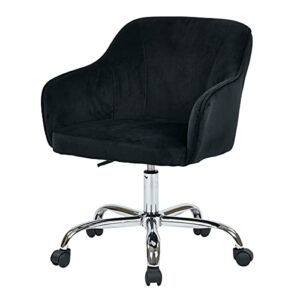 OSP Home Furnishings Bristol Chrome Base Upholstered Task Chair, Black Velvet