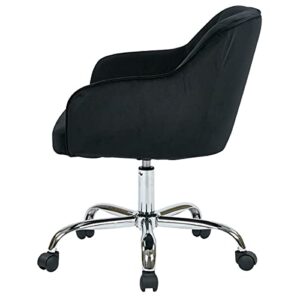 OSP Home Furnishings Bristol Chrome Base Upholstered Task Chair, Black Velvet