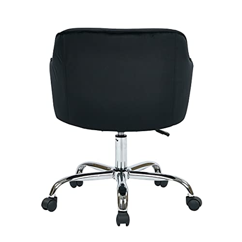 OSP Home Furnishings Bristol Chrome Base Upholstered Task Chair, Black Velvet