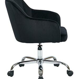 OSP Home Furnishings Bristol Chrome Base Upholstered Task Chair, Black Velvet