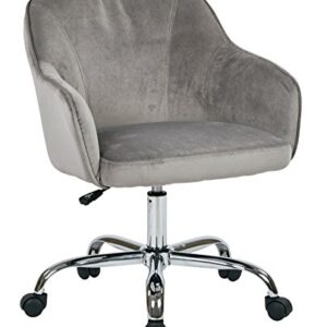 OSP Home Furnishings Bristol Adjustable Extra Plush Swivel Home Office Task Chair with Polished Chrome Base, Charcoal Grey Velvet