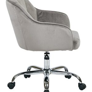 OSP Home Furnishings Bristol Adjustable Extra Plush Swivel Home Office Task Chair with Polished Chrome Base, Charcoal Grey Velvet