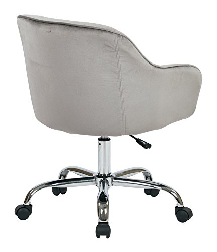 OSP Home Furnishings Bristol Adjustable Extra Plush Swivel Home Office Task Chair with Polished Chrome Base, Charcoal Grey Velvet