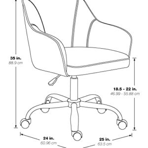 OSP Home Furnishings Bristol Adjustable Extra Plush Swivel Home Office Task Chair with Polished Chrome Base, Charcoal Grey Velvet