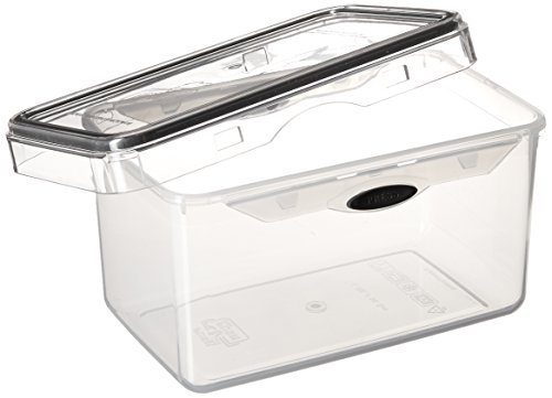 Misco PNC59RT Rectangle Press N Click Food Container, 7.4 Cup, Clear/Grey Trim