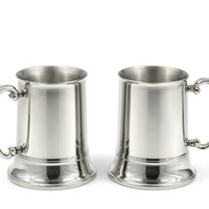 StainlessLUX 77362 2-piece Brilliant Double-walled Stainless Steel Large Beer Mug Set (16 Oz) - Quality StainlessLUX Barware for Your Enjoyment