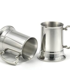 StainlessLUX 77362 2-piece Brilliant Double-walled Stainless Steel Large Beer Mug Set (16 Oz) - Quality StainlessLUX Barware for Your Enjoyment