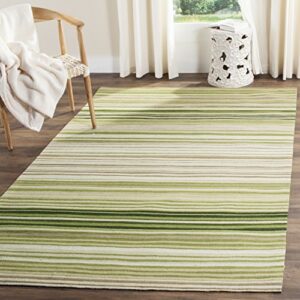 safavieh marbella collection area rug - 8' x 10', green, handmade flat weave stripe wool, ideal for high traffic areas in living room, bedroom (mrb273a)