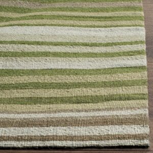 SAFAVIEH Marbella Collection Area Rug - 8' x 10', Green, Handmade Flat Weave Stripe Wool, Ideal for High Traffic Areas in Living Room, Bedroom (MRB273A)