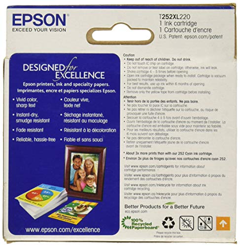 Epson DURABrite Ultra 252XL Ink Cartridge - Cyan T252XL220