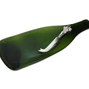 Vinotemp Wine Bottle Cheese Board and Knife - EP-CHWBT01,Silver