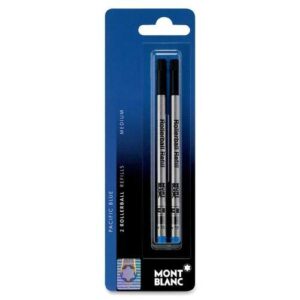 mont blanc rollerball pen refill, med pt, 2/pk, blue (mnb107878)