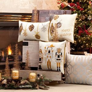 Pillow Perfect Embroidered Nutcrackers Throw Pillow, 16.5" x 16.5", Gold