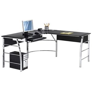 realspace® mezza 62"w l-shape corner desk, black/chrome