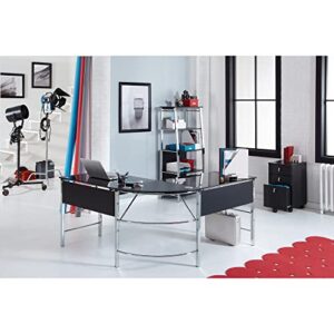 Realspace® Mezza 62"W L-Shape Corner Desk, Black/Chrome