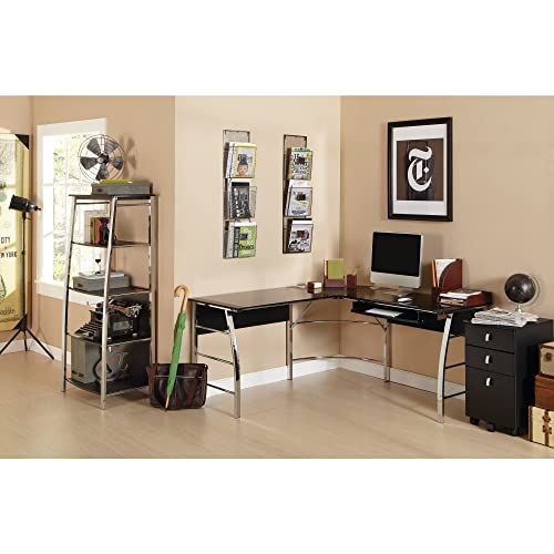 Realspace® Mezza 62"W L-Shape Corner Desk, Black/Chrome