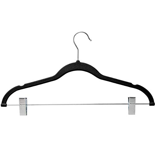 Home-it 10 Pack Skirt Hangers with Clips Black Velvet Hangers Use for Skirt Clothes Hangers - Felt Pants Hangers Ultra Thin Non Slip