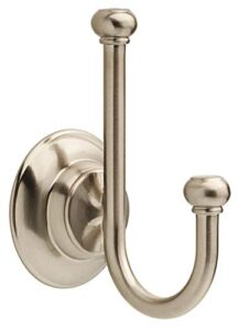 delta faucet ptr35-bn porter double towel hook, spotshield brushed nickel