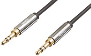 amazon basics 3.5mm aux audio cable for stereo speaker or subwoofer with gold-plated plugs, 4 foot, black