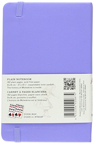 Moleskine Limited Edition Alice in Wonderland Notebook, Hard Cover, Pocket (3.5" x 5.5") Plain/Blank, Powder Blue, 192 Pages