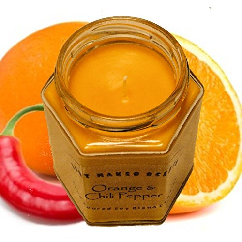 Orange & Chili Pepper Scented Blended Soy Candle by Just Makes Scents