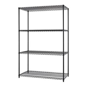 trinity black 48" x 24" x 72" 4-tier nsf wire shelving rack, 48w x 24d x 72h