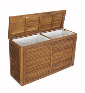 the original nila teak wall hugging louvered double hamper