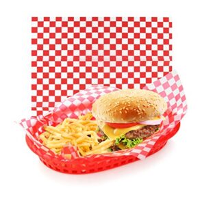 new star foodservice 44263 red check food basket liners, 12 by 12-inch, set of 36