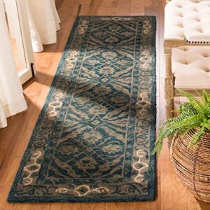 SAFAVIEH Anatolia Collection Area Rug - 8' x 10', Navy & Ivory, Handmade Traditional Oriental Wool, Ideal for High Traffic Areas in Living Room, Bedroom (AN583A)