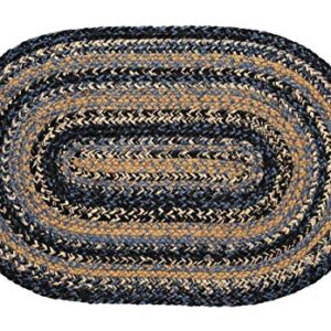 IHF Home Decor |River Shale Premium Braided Collection | Primitive, Rustic, Country, Farmhouse Style | Jute/Cotton | 30 Days Risk Free | Accent Rug/Door Mat | Blue, Black, Tan | 22"x72" Oval