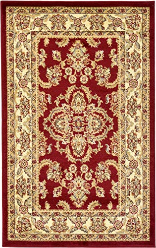 Unique Loom Voyage Collection Traditional Oriental Classic Intricate Design Area Rug (3' 3 x 5' 3 Rectangular, Red/Tan)