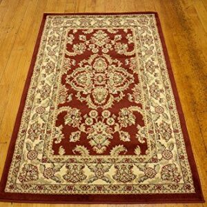 Unique Loom Voyage Collection Traditional Oriental Classic Intricate Design Area Rug (3' 3 x 5' 3 Rectangular, Red/Tan)