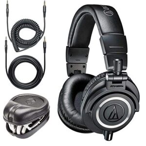 audio-technica ath-m50x professional monitor headphones + slappa full sized hardbody pro headphone case (sl-hp-07)