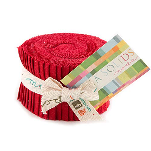 Bella Solids Red Jr Jelly Roll (9900JJR 16) by Moda House Designer for Moda, 2.5 x 44 inch strips