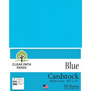 Blue Cardstock - 8.5 x 11 inch - 65Lb Cover - 50 Sheets - Clear Path Paper