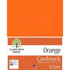 Orange Cardstock - 8.5 x 11 inch - 65Lb Cover - 50 Sheets - Clear Path Paper