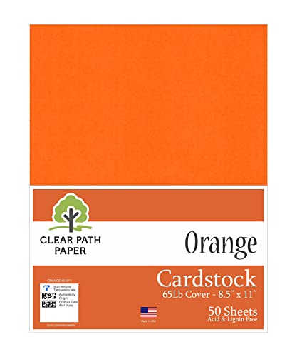 Orange Cardstock - 8.5 x 11 inch - 65Lb Cover - 50 Sheets - Clear Path Paper