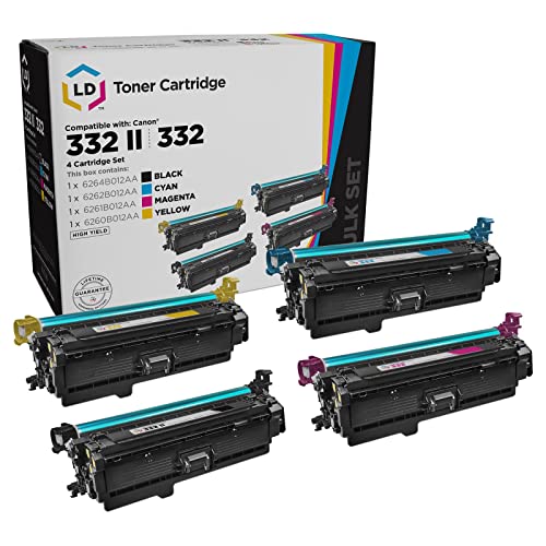 LD Products Remanufactured Toner Cartridge Replacements for Canon 332 II & 332 (Black, Cyan, Magenta, Yellow, 4-Pack)