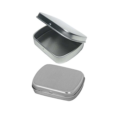 Rectangular Hinged Tin Box Containers With Choice of Clear or Solid Hinged Top. Use For First Aid Kit, Survival Kits, Storage, Herbs, Pills, Crafts and More. (3, Solid Top: 2.5" X 2" X .5")