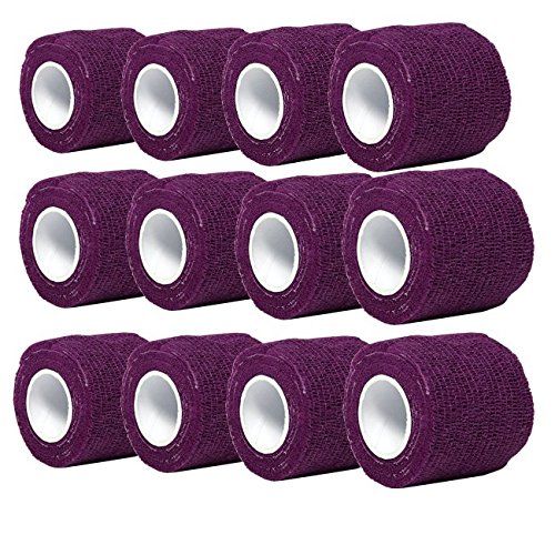 Aguaton Fidowrap Self-adherent Stretch Cohesive Tape Wrap Bandage for Pets 2 Inches By 6 Yards (Pack of 12) (Purple)