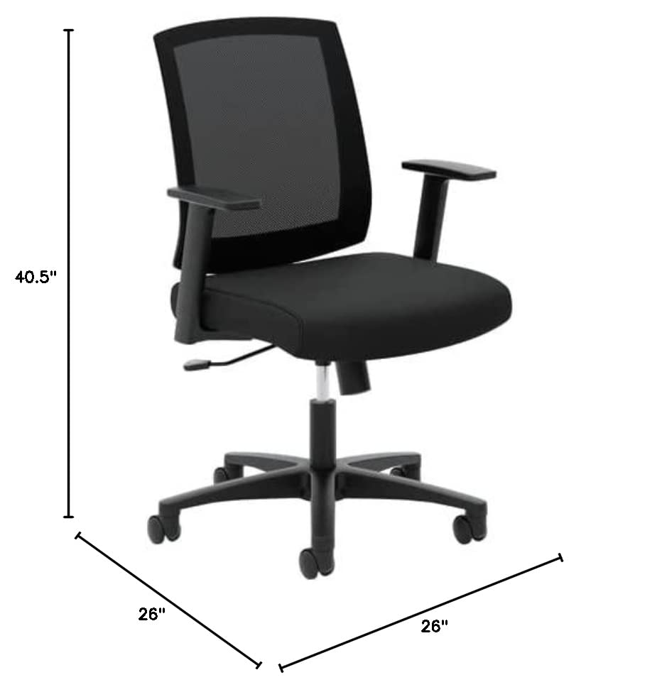 HON Torch Mesh Mid-Back Task Chair, Fixed Arms, in Black (HVL511)