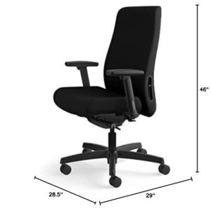 HON Endorse Mid-Back Task Chair- Upholstered Computer Chair for Office Desk, Black (HLWU)