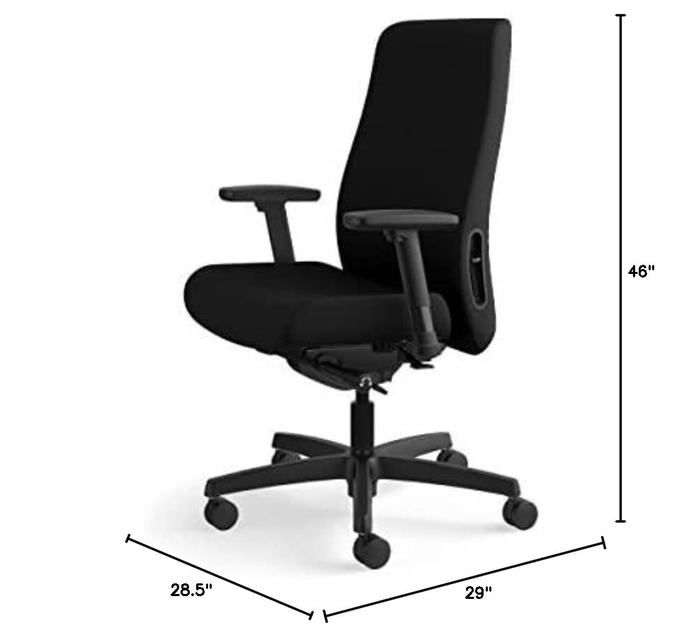 HON Endorse Mid-Back Task Chair- Upholstered Computer Chair for Office Desk, Black (HLWU)